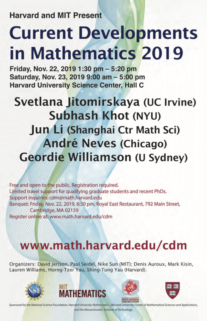 Current Developments in Mathematics 2019 - CMSA