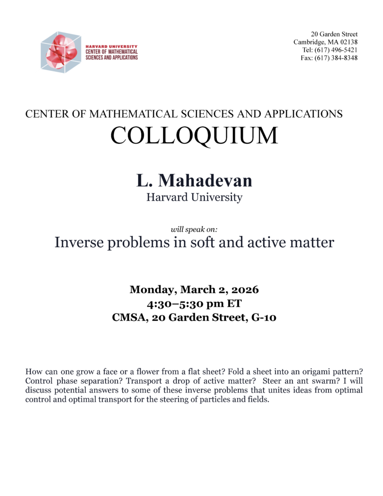 Inverse problems in soft and active matter - CMSA