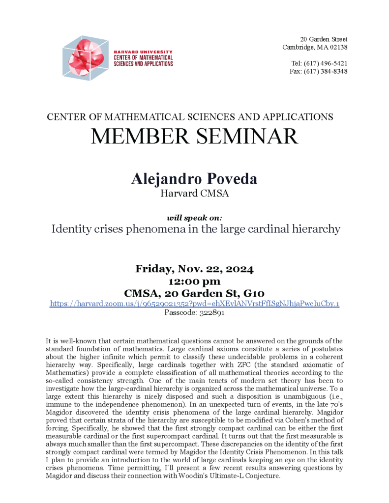 Identity crises phenomena in the large cardinal hierarchy - CMSA