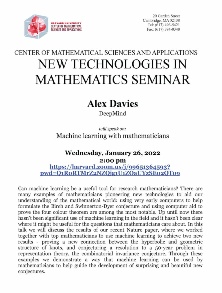 Machine learning with mathematicians - CMSA