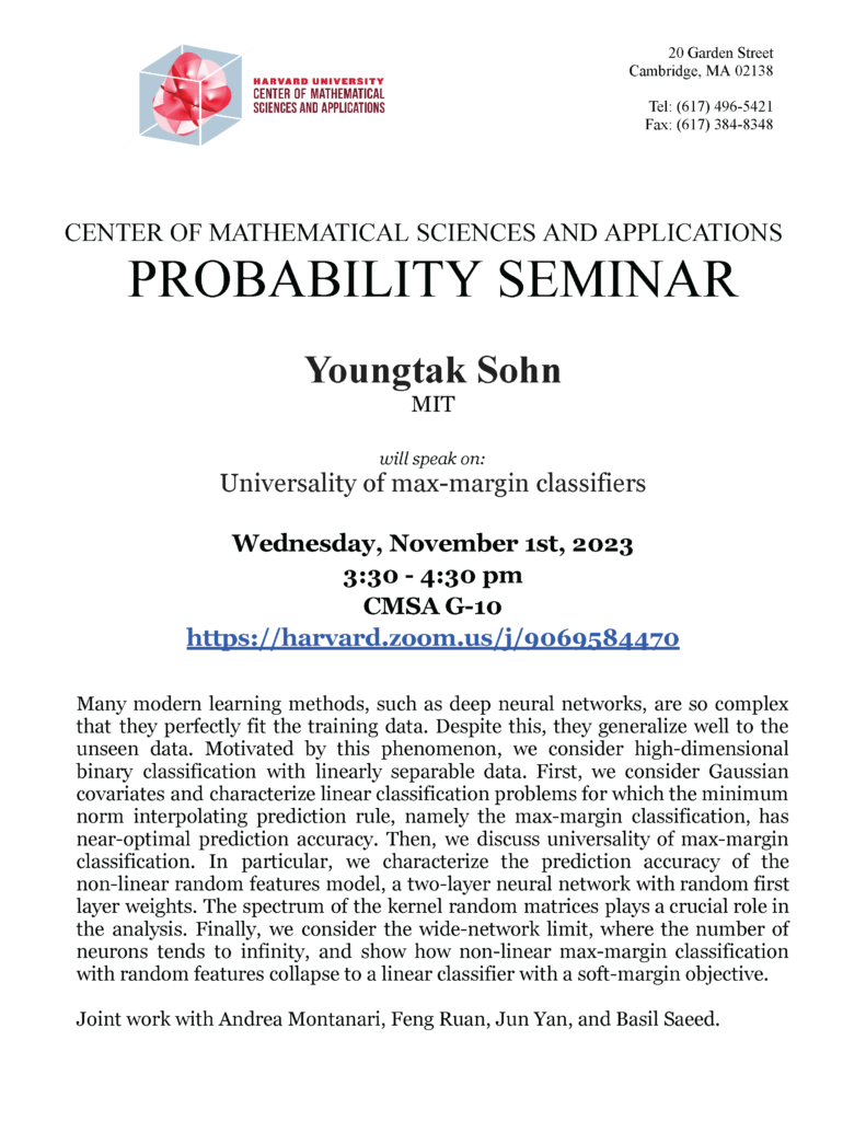 Universality of max-margin classifiers - CMSA