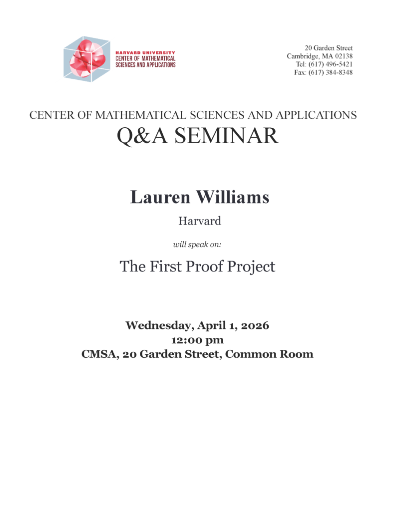 CMSA Q&A Seminar: Lauren Williams, Harvard - CMSA