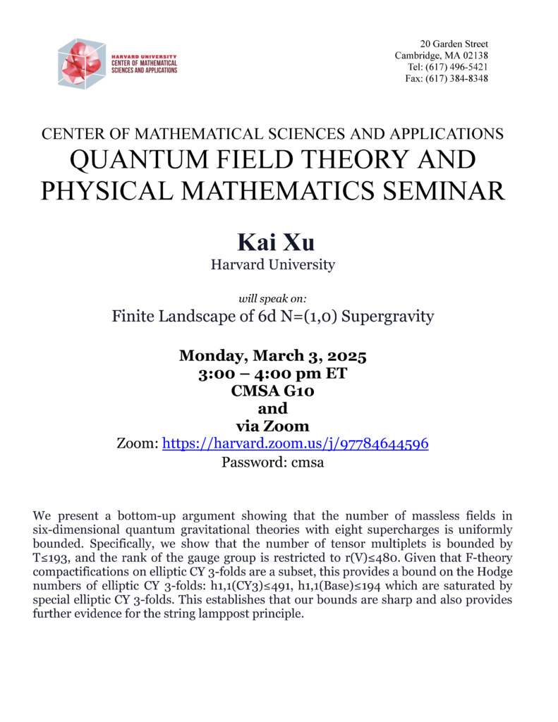 Quantum Field Theory and Physical Mathematics - CMSA