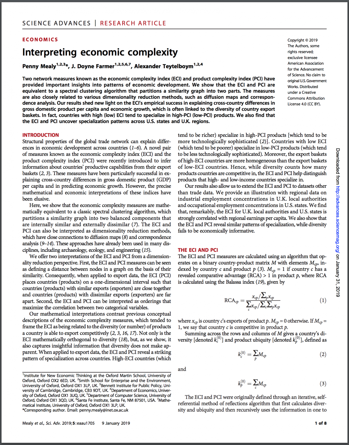 Interpreting economic complexity - CMSA