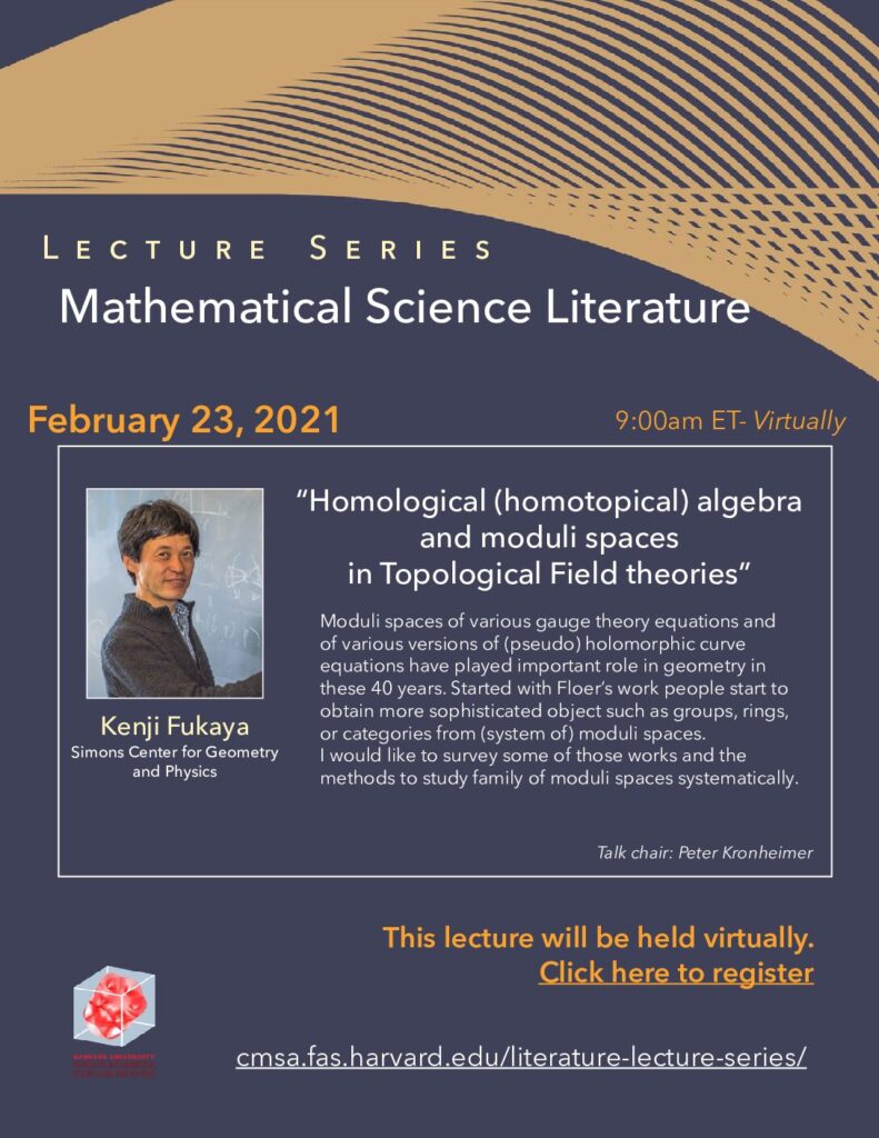 CMSA Math-Science Literature Lecture: Homological (homotopical) algebra ...