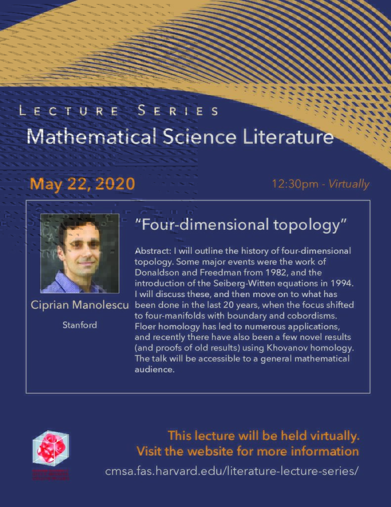 CMSA Math-Science Literature Lecture: Four-dimensional topology - CMSA