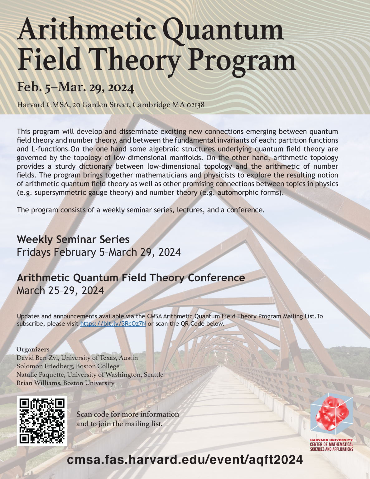 Arithmetic Quantum Field Theory Program - CMSA